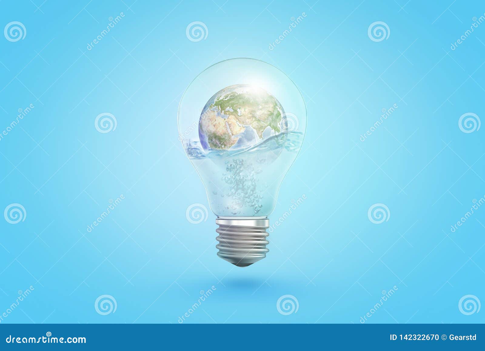 3d Rendering of Transparent Light Bulb with Earth Globe Inside on Blue ...