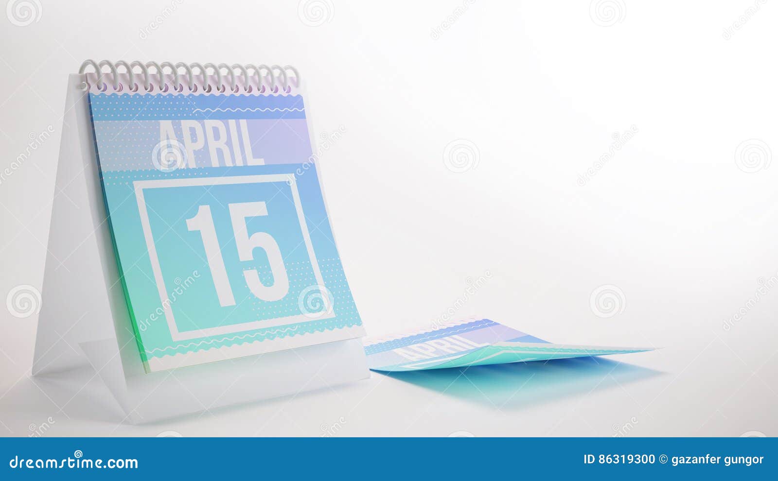 3D Rendering Trendy Colors Calendar on White Background - April Stock ...
