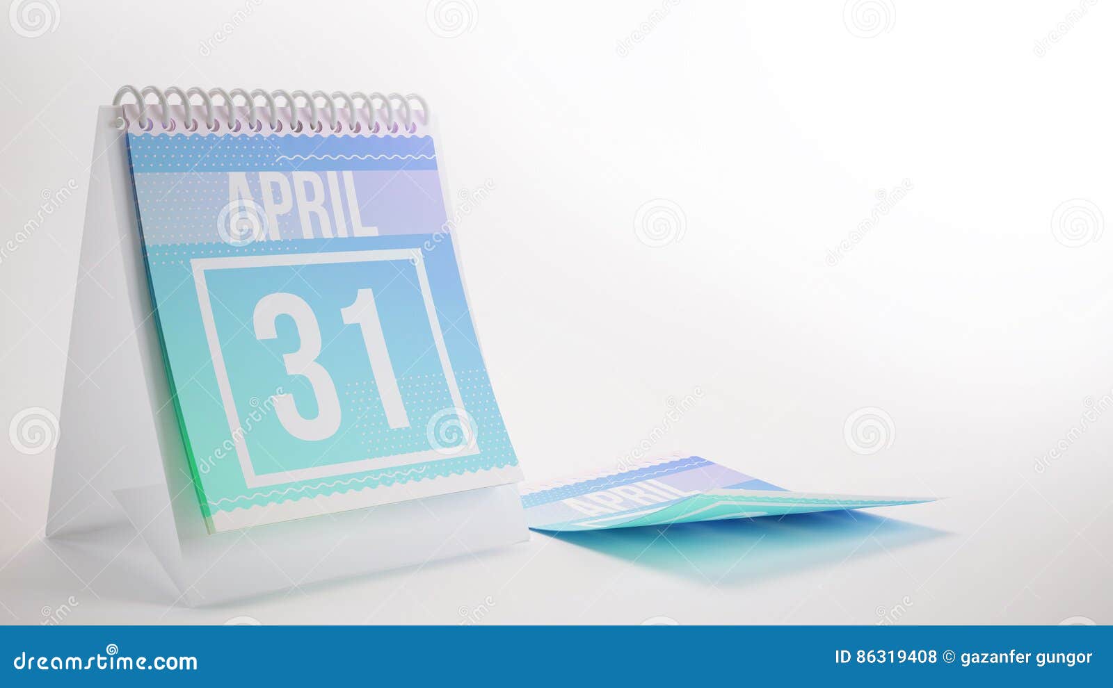 3D Rendering Trendy Colors Calendar on White Background - April Stock ...