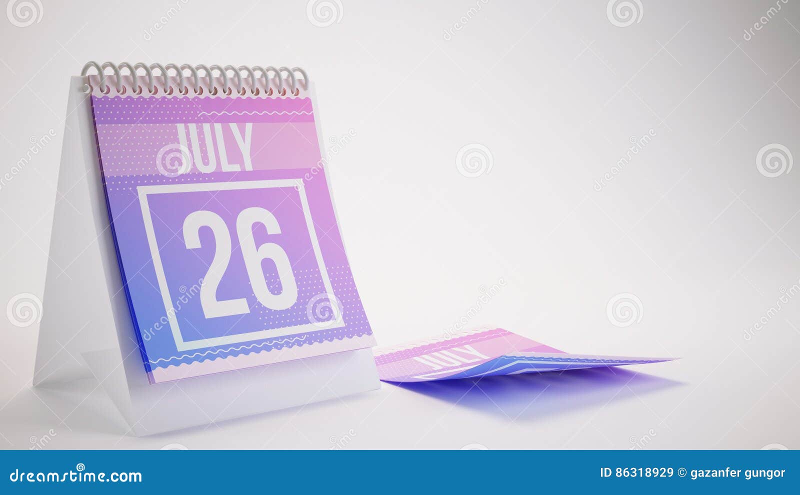 3D Rendering Trendy Colors Calendar on White Background - July 2 Stock ...