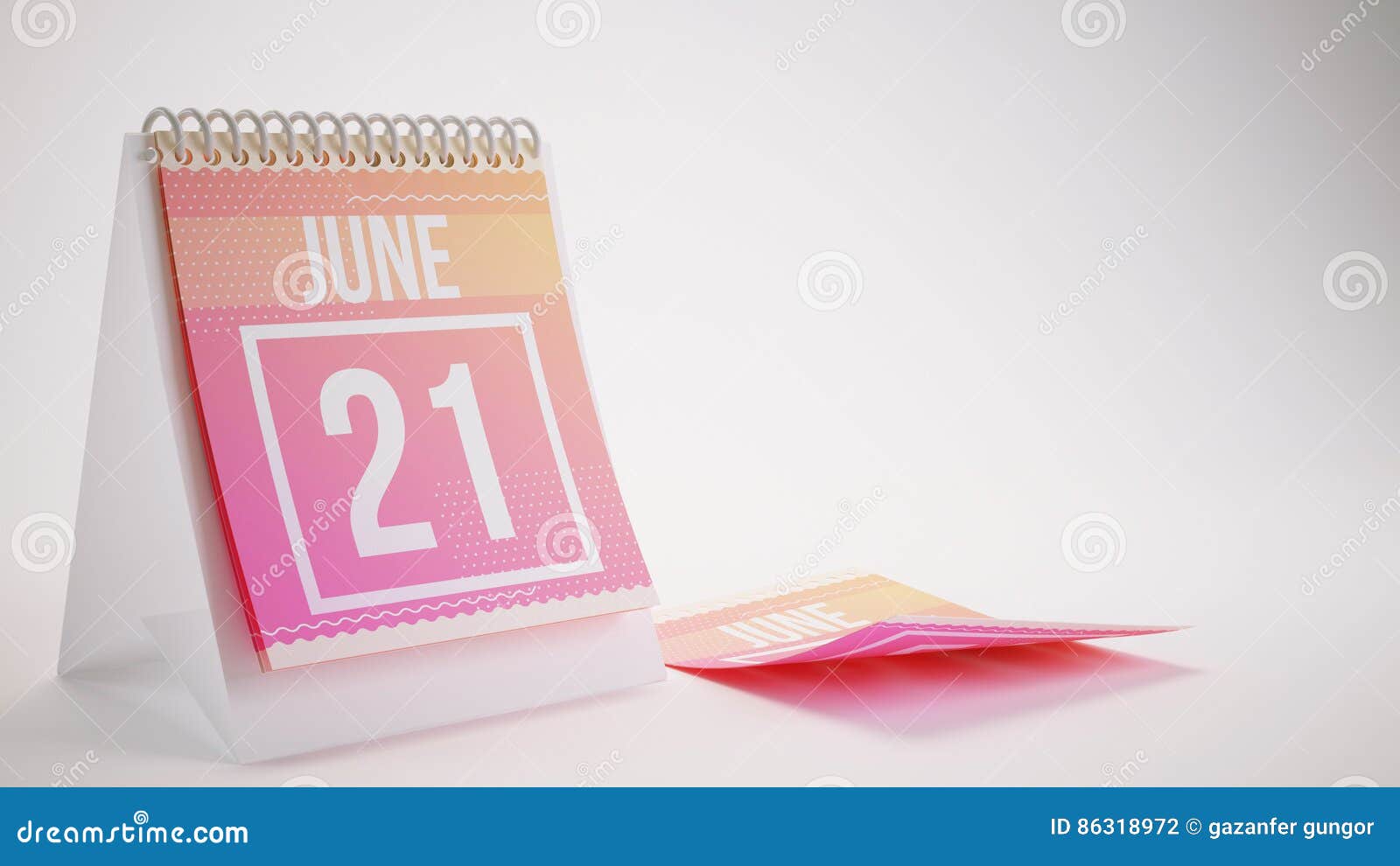3D Rendering Trendy Colors Calendar on White Background - June 2 Stock ...