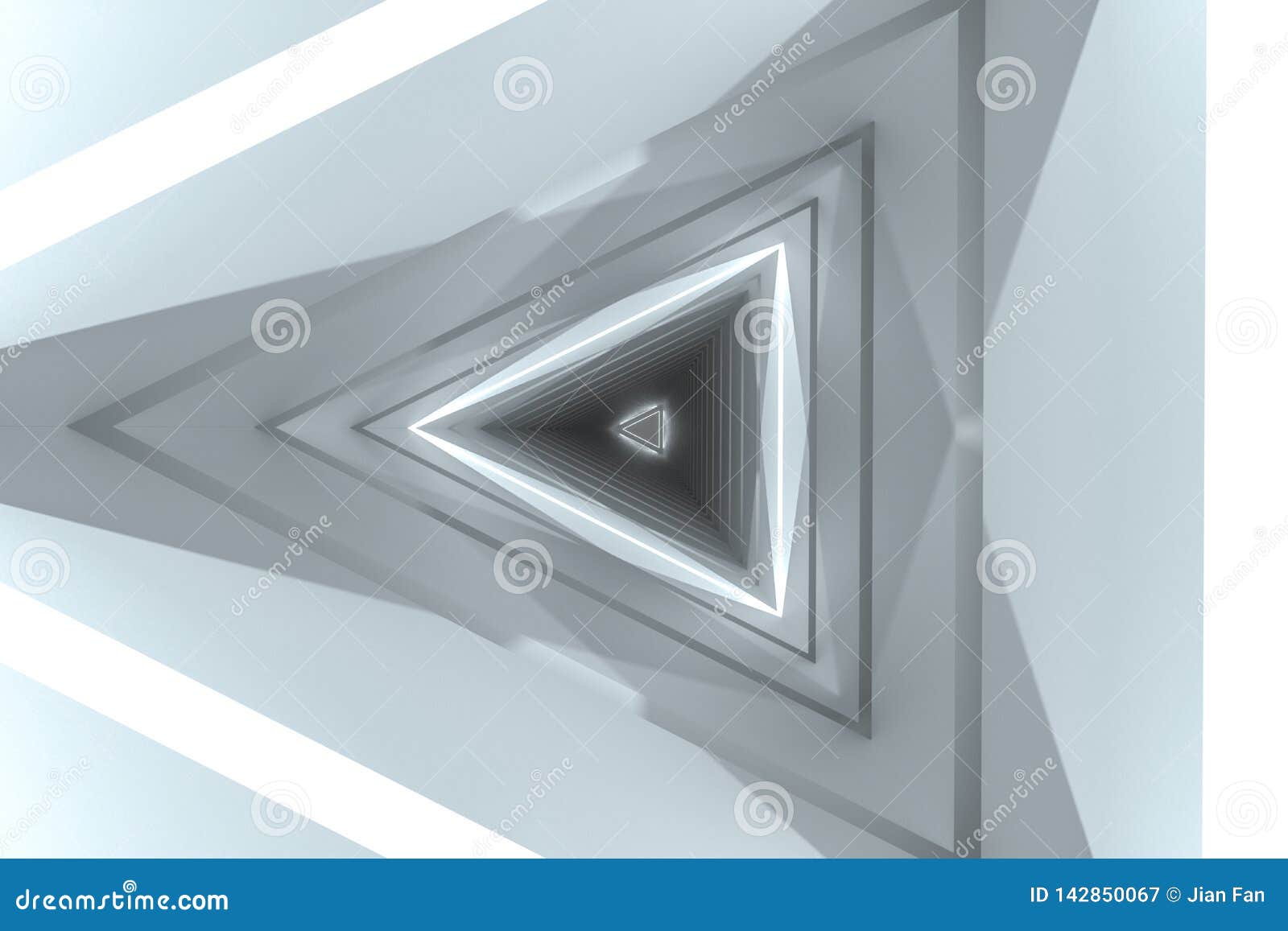 3d Rendering, Triangle Tunnel with Glowing Lines Background Stock ...