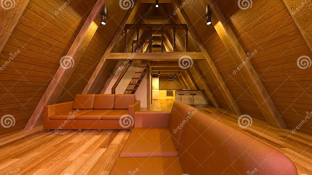 3D Rendering of a Triangular-roofed House in the Forest Stock ...