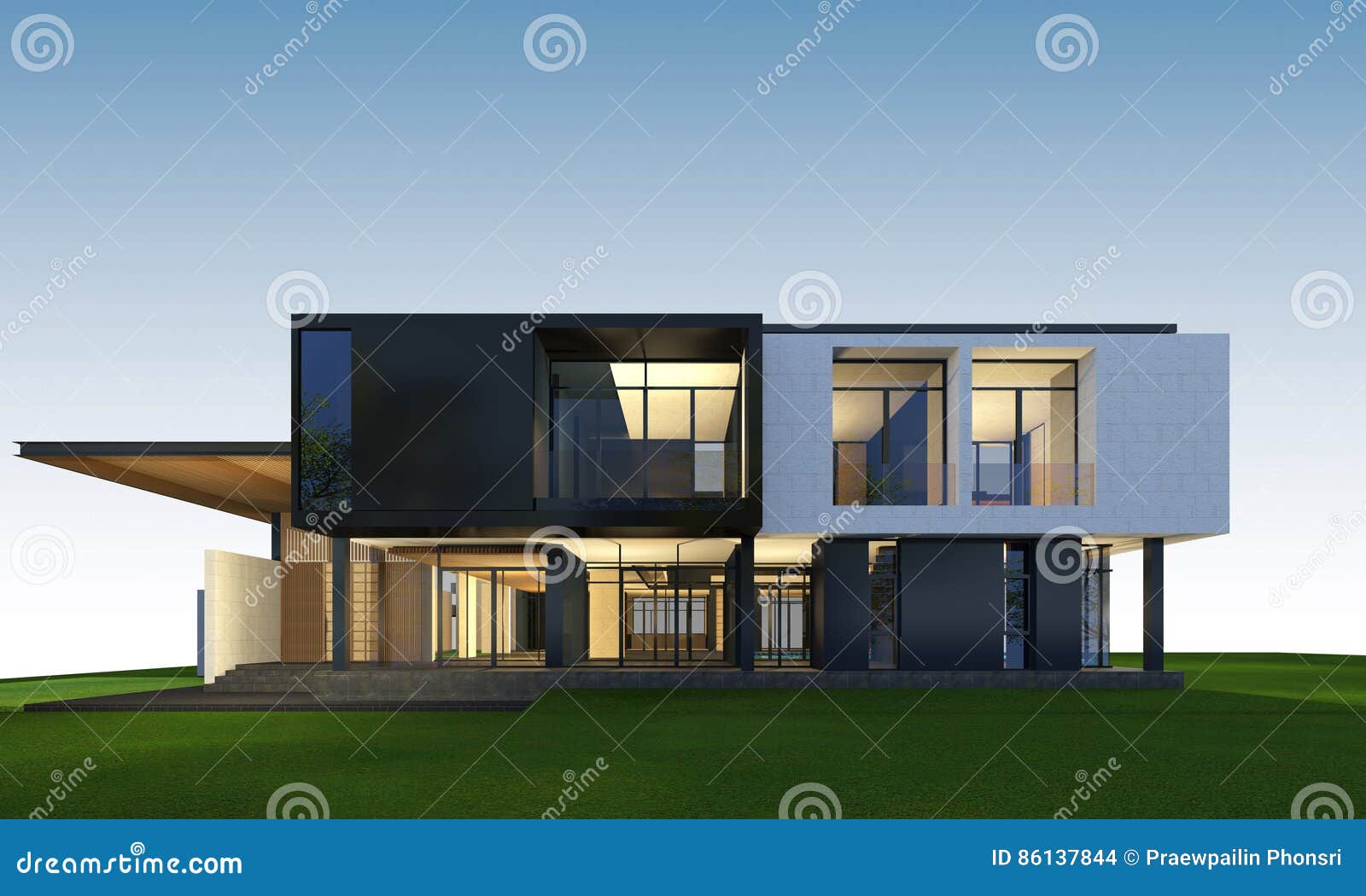 3D Rendering of Tropical House with Clipping Path. Stock Illustration ...