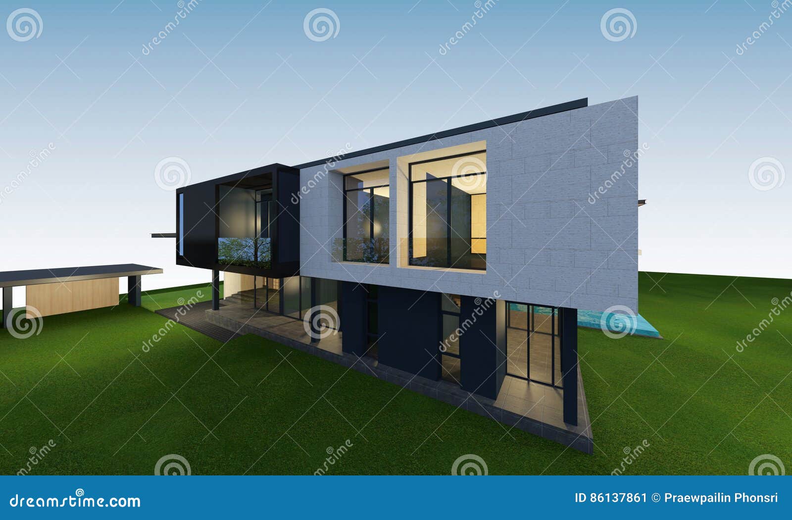 3D Rendering of Tropical House with Clipping Path. Stock Illustration ...