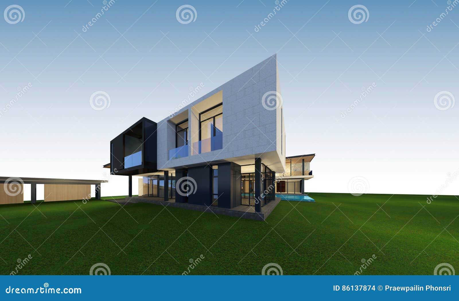 3D Rendering of Tropical House with Clipping Path. Stock Illustration ...