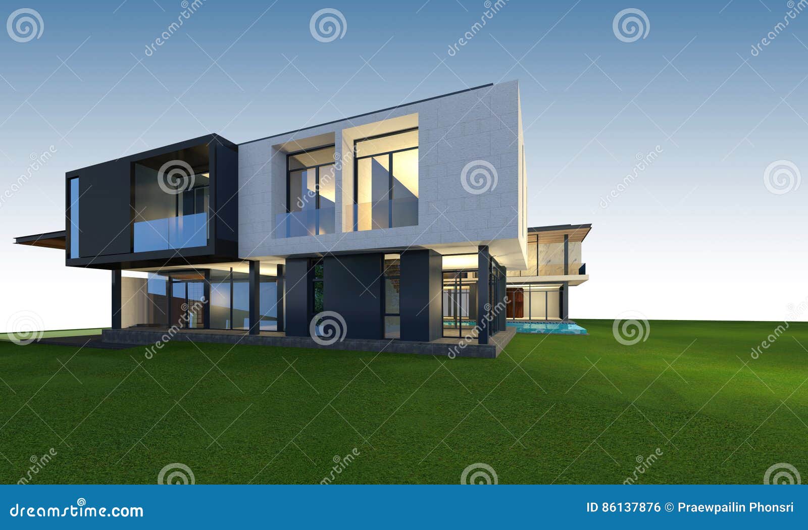 3D Rendering of Tropical House with Clipping Path. Stock Illustration ...