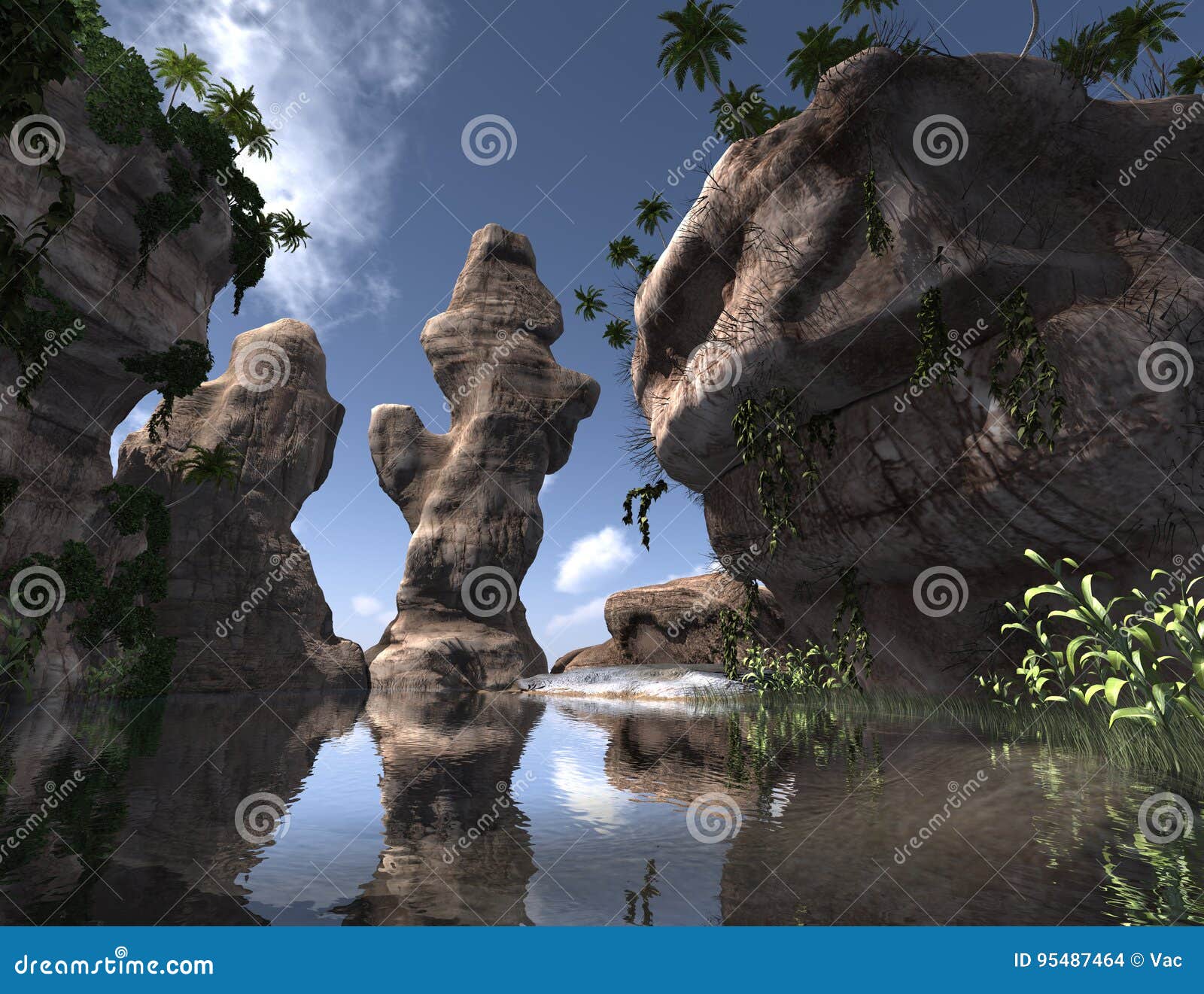 3D Rendering Tropical Island Stock Photo - Image of mountain, beach ...