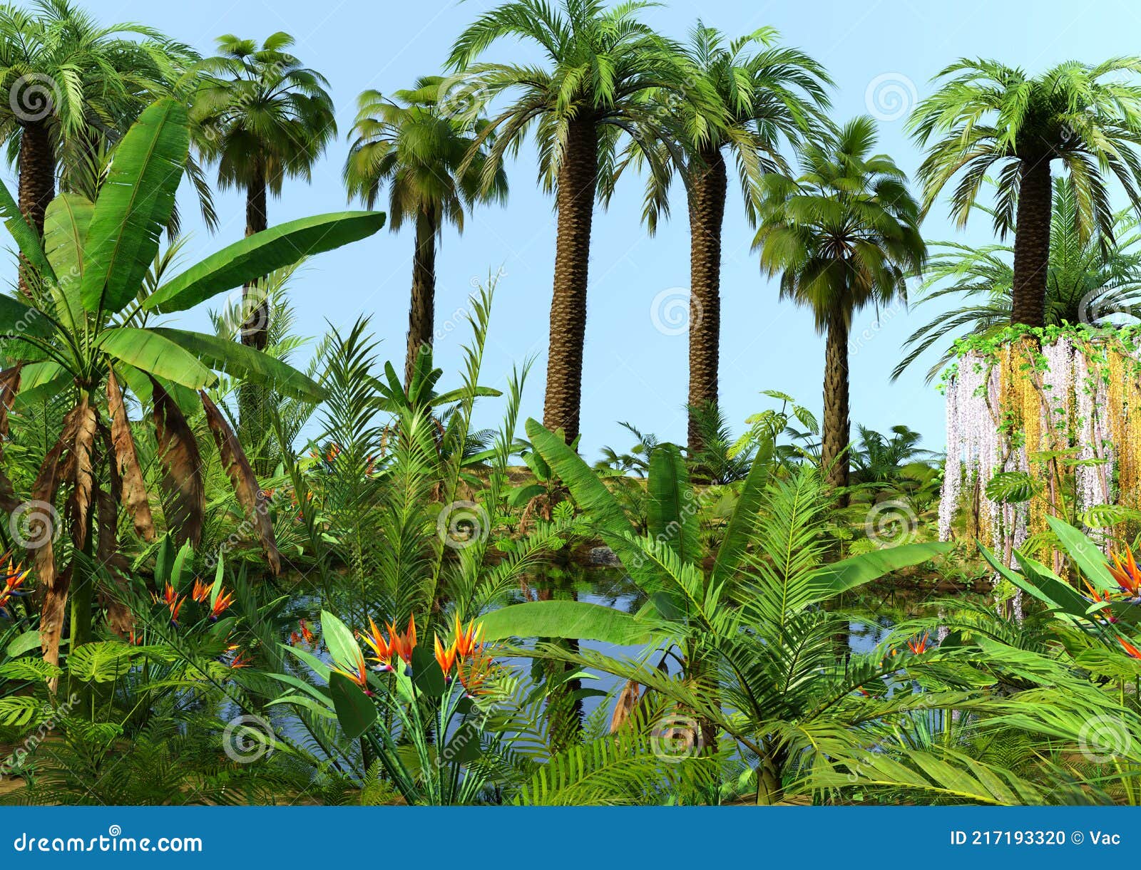 3D Rendering Tropical Landscape Stock Photo - Image of paradise ...