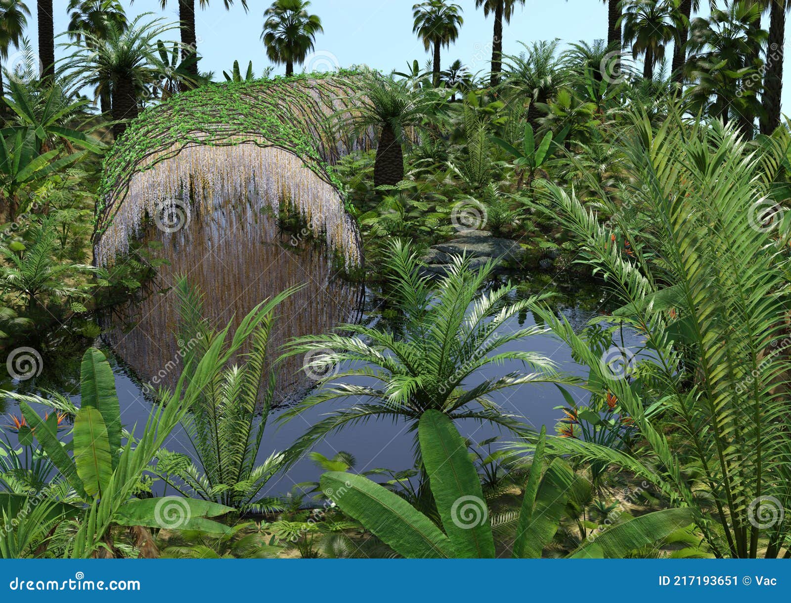 3D Rendering Tropical Landscape Stock Image - Image of flora, outdoor ...