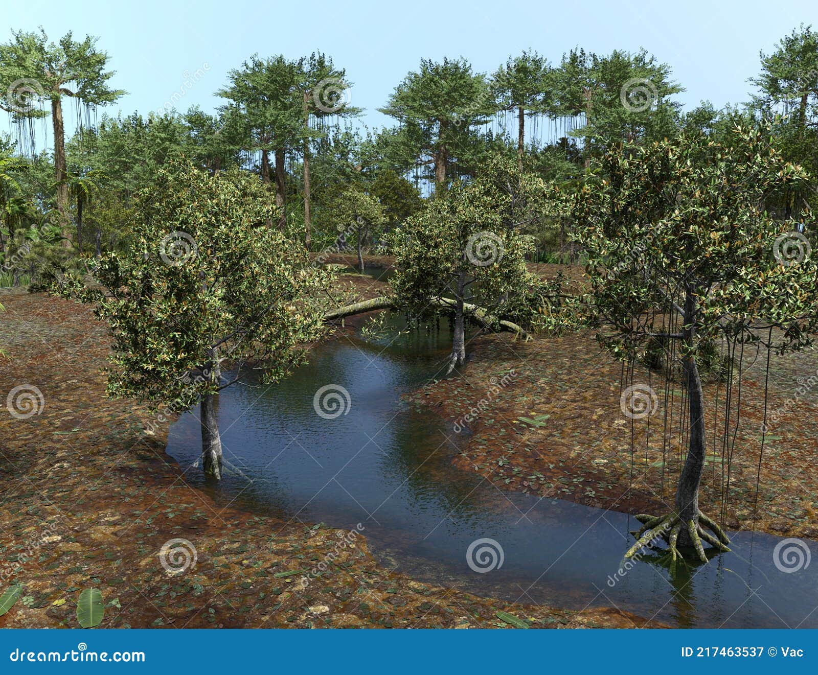 3D Rendering Tropical Rainforest Stock Illustration - Illustration of ...