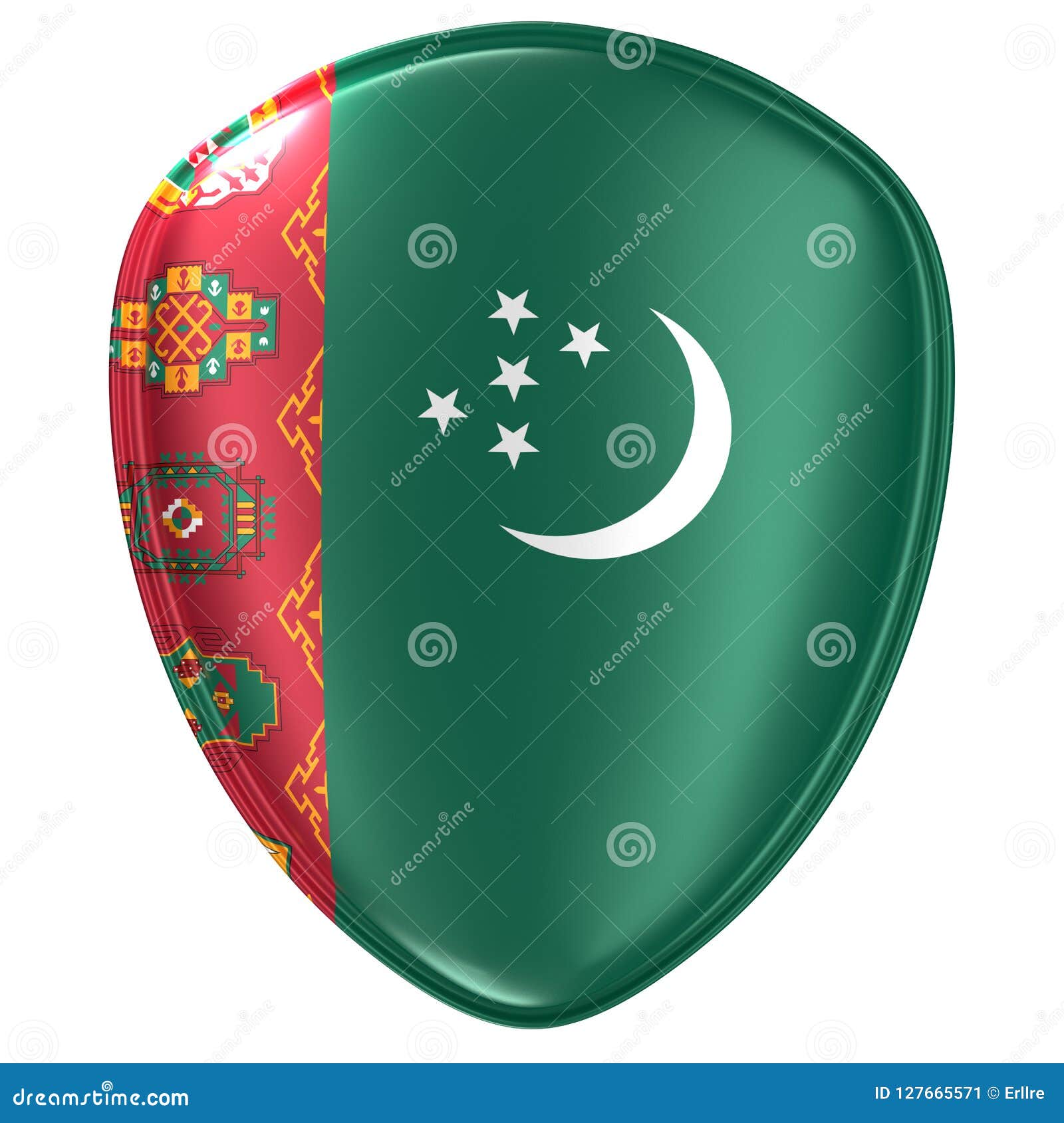 3d Rendering Of A Turkmenistan Flag Icon. Stock Illustration ...