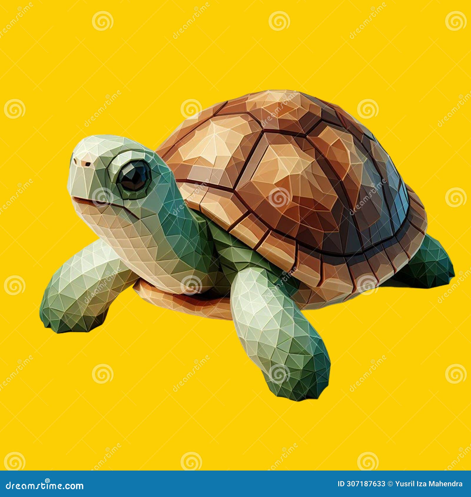 3D Rendering of a Turtle Low Polygon Isolated Stock Illustration ...