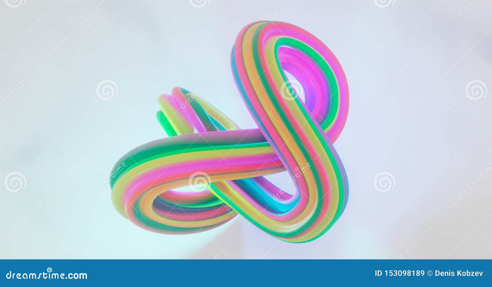 3d Rendering. Twisted Torus with Multi-colored Diagonal Stripes on a ...