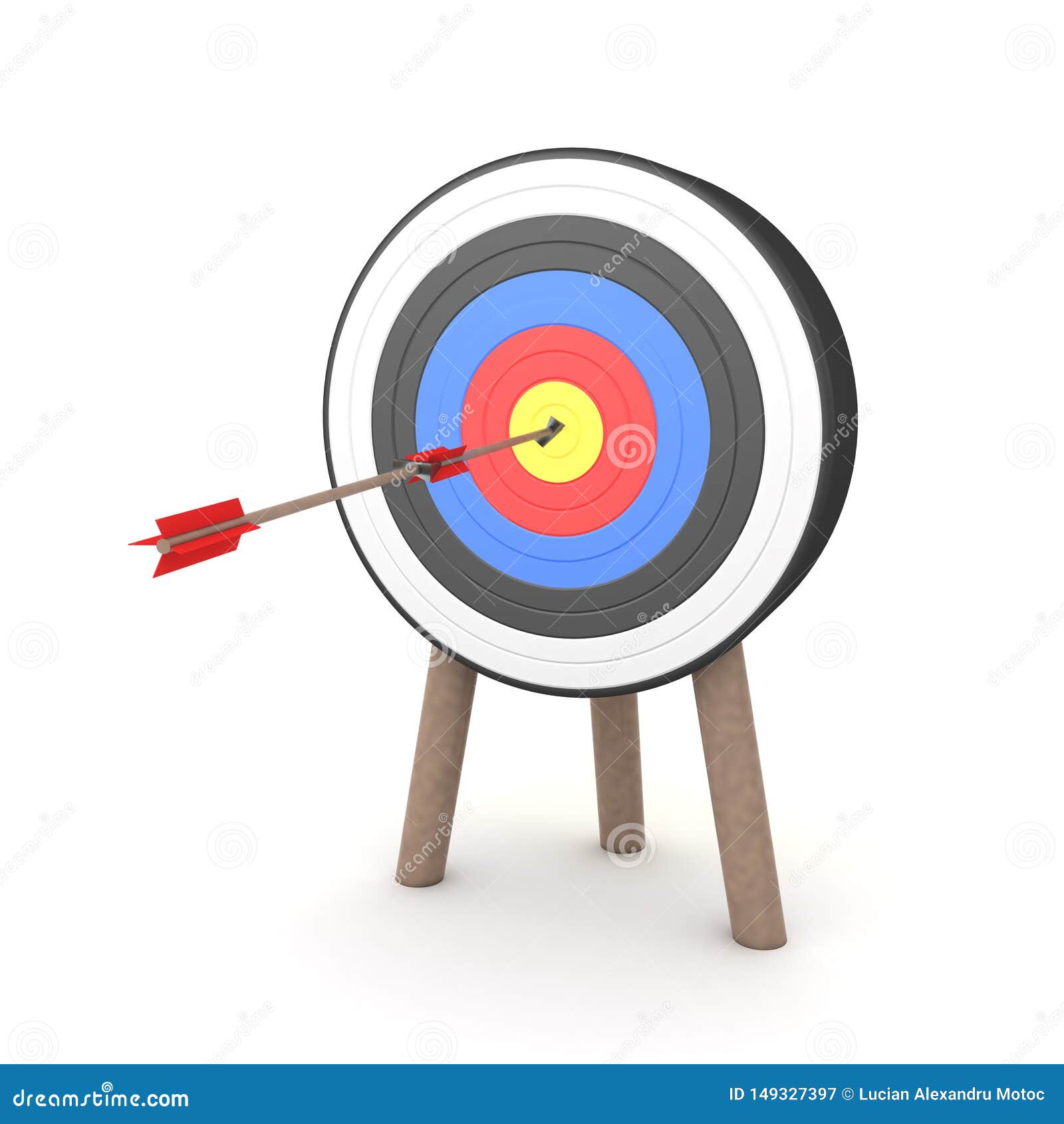 3D Rendering of Two Arrows Hitting the Middle of a Target Stock ...