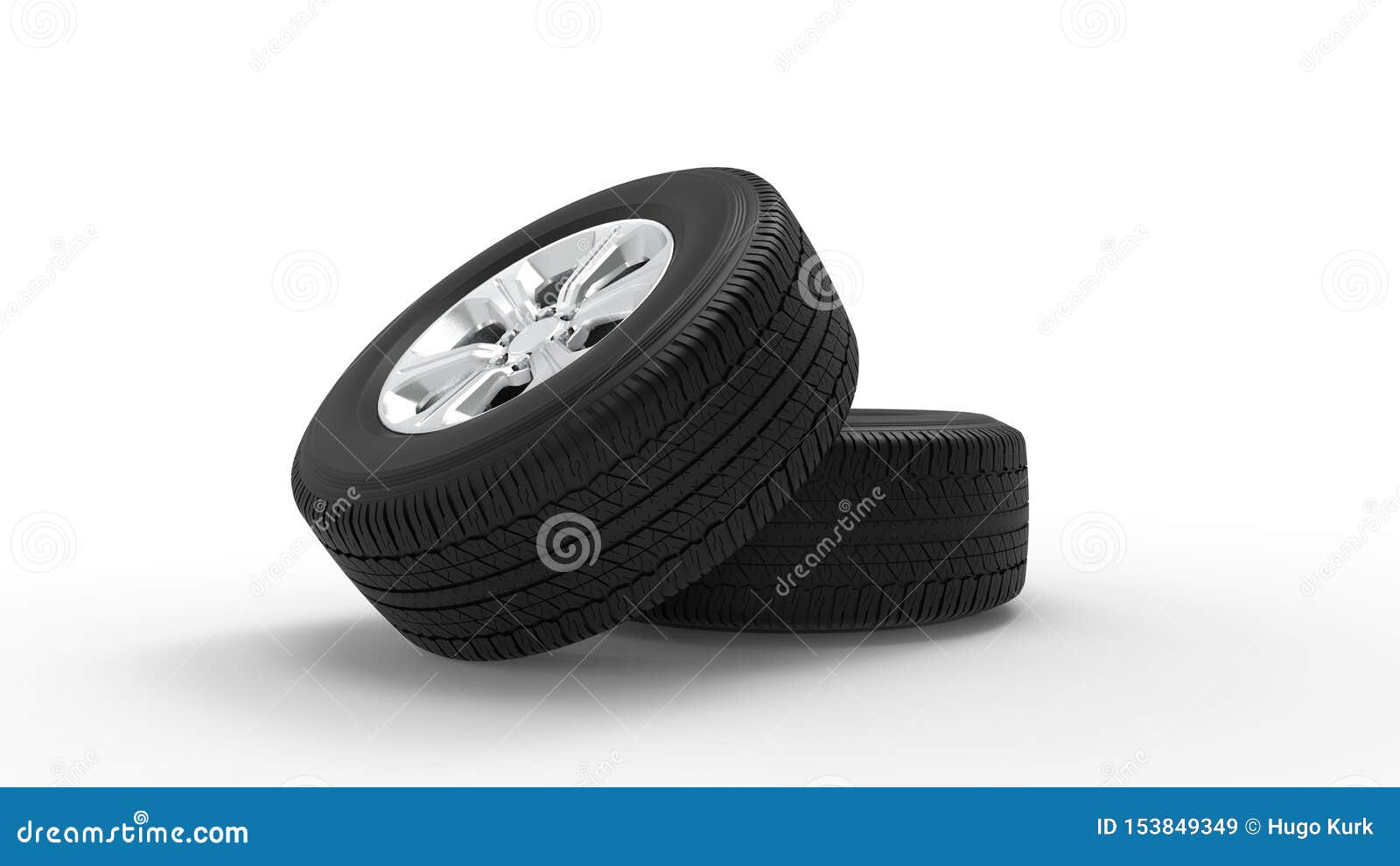 3d Rendering of Two Car Tires Isolated in White Background Stock ...
