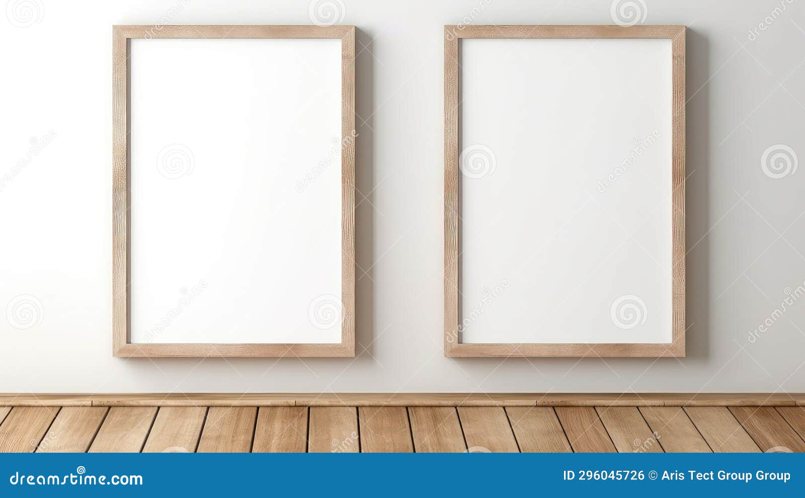 3D Rendering of Two Empty Gallery Borders Hang on a Wall. the Empty ...