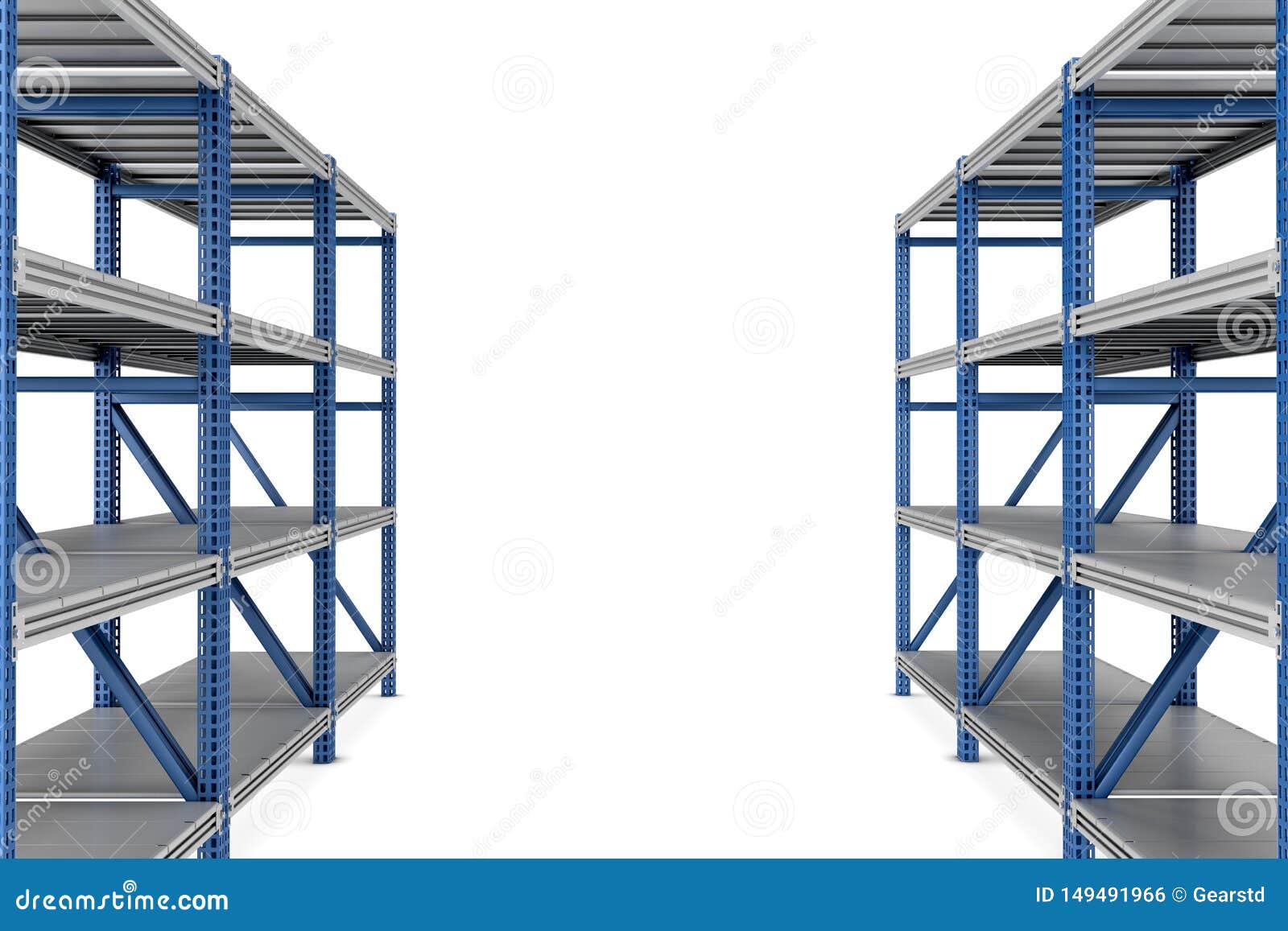 3d Rendering of Two Empty Metal Rack Shelves Isolated on White ...