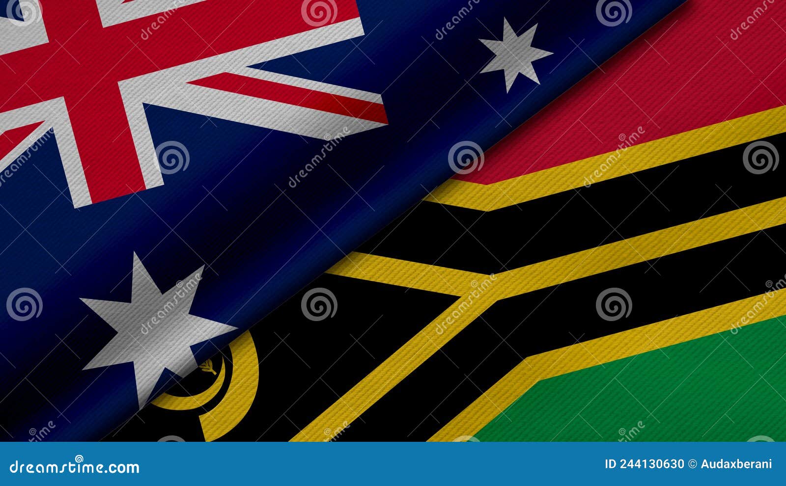Vanuatu And Australia Flags Crossed And Waving Flat Style. Official ...