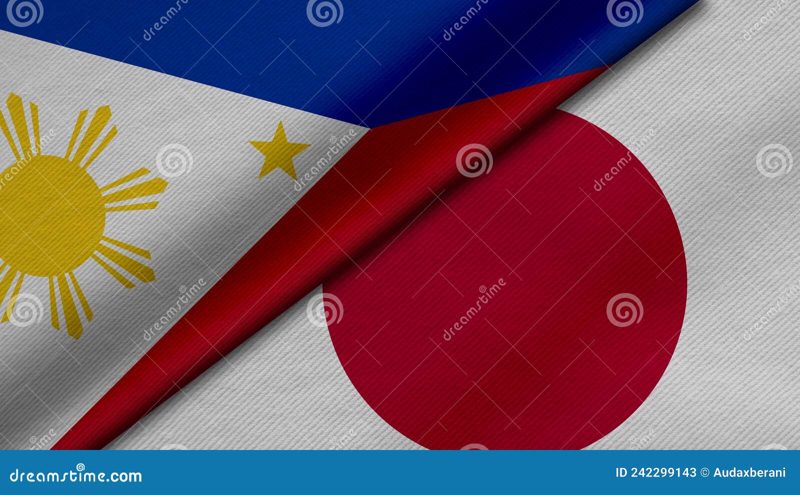 3D Rendering of Two Flags from Republic of the Philippines and Japan ...