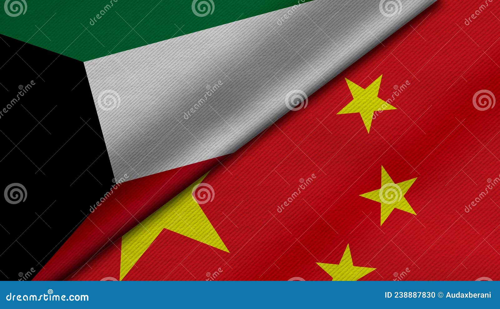 3D Rendering of Two Flags from State of Kuwait and China Stock ...