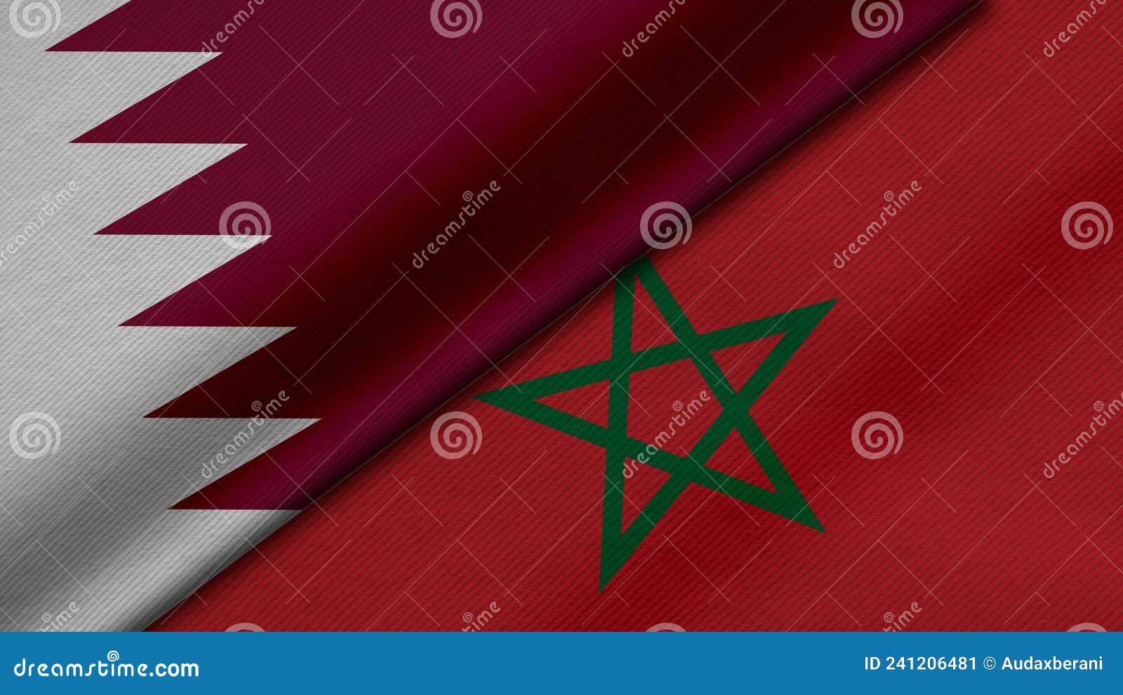 3D Rendering Of Two Flags Of State Of Qatar And Kingdom Of Morocco ...