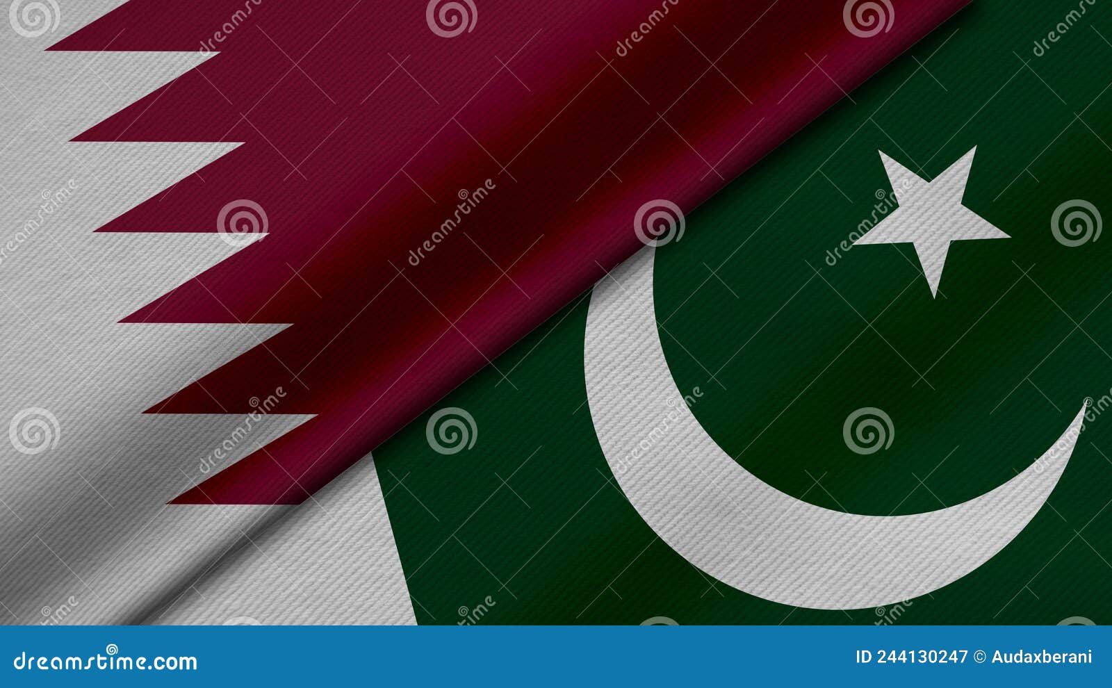 3D Rendering of Two Flags from State of Qatar and Republic of Pakistan ...