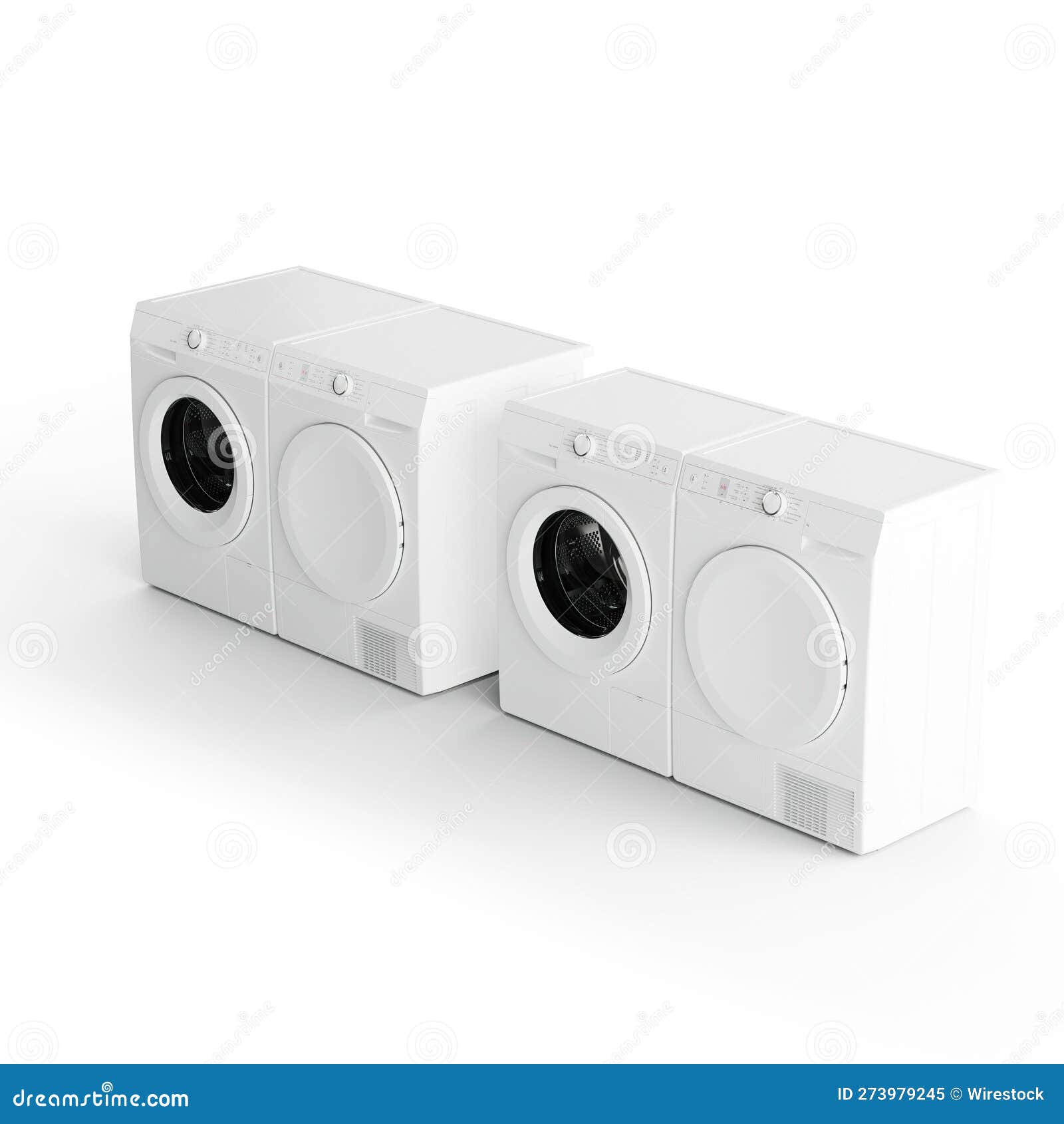 3d Rendering of Two Gleaming White Washing Machines Side by Side Stock ...