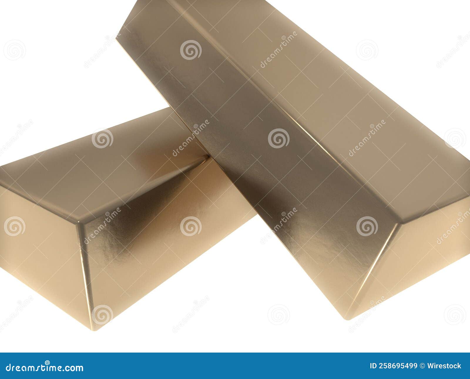 3D Rendering of Two Gold Bars on White Background Stock Illustration ...