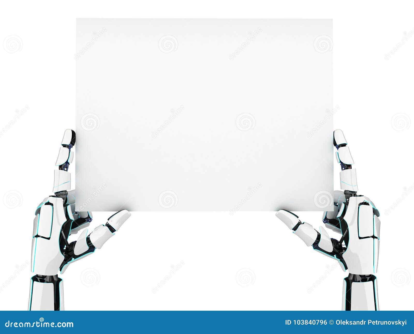 3d Rendering Two Hands of a Robot Holding a Sheet of Paper Stock ...