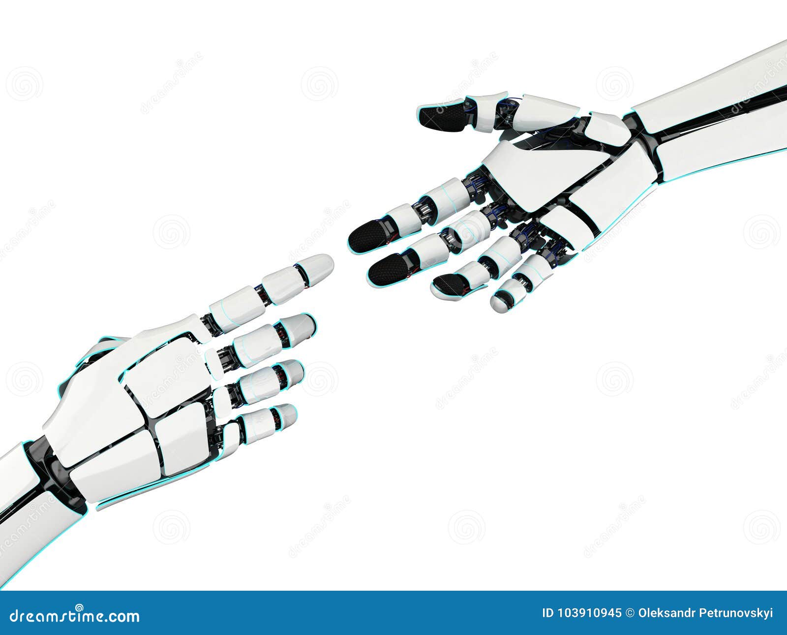 3d Rendering Two Hands of a Robot Stock Illustration - Illustration of ...