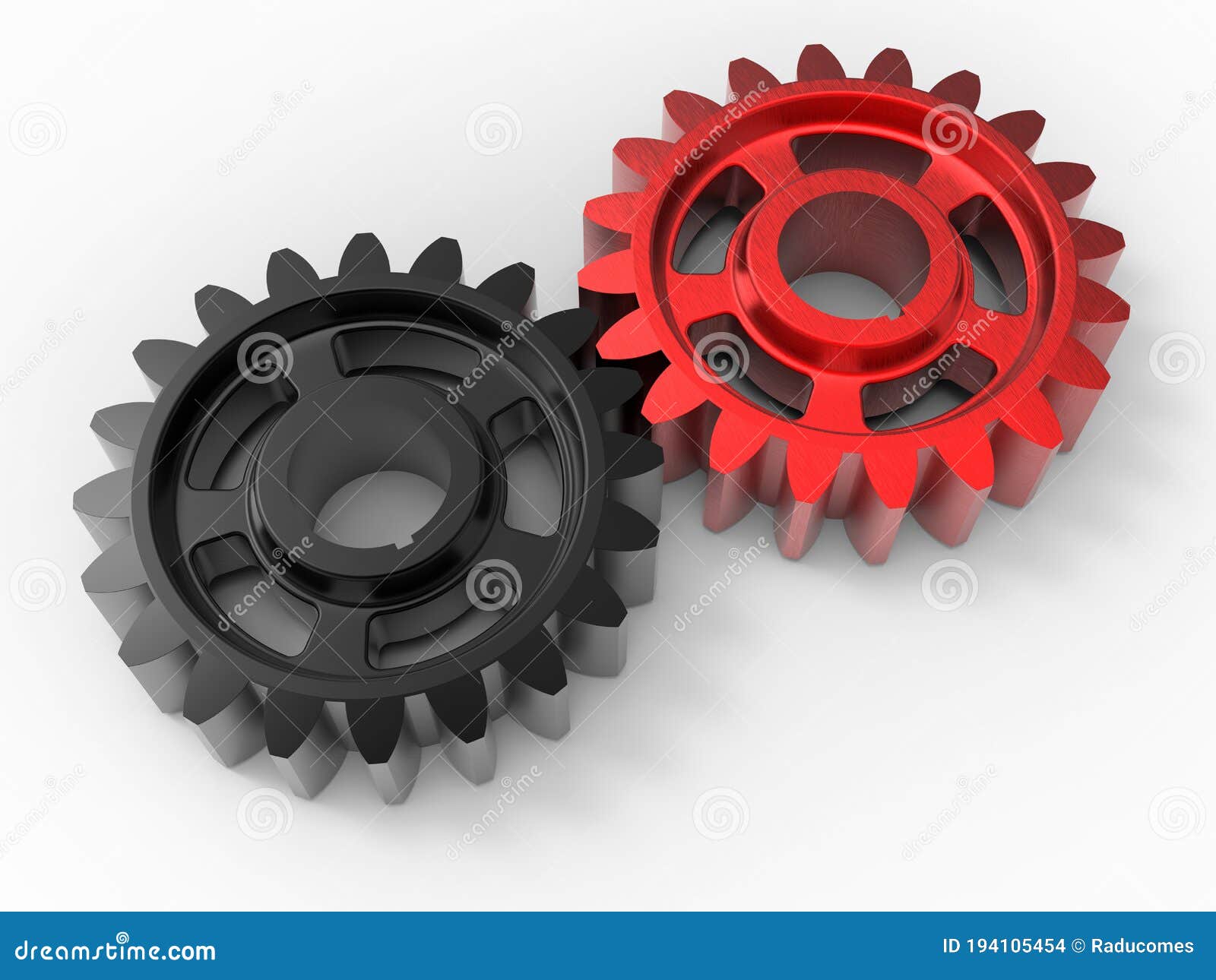 3D Rendering - Two Interlocking Gears Assembly Stock Illustration ...