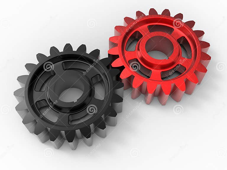 3D Rendering - Two Interlocking Gears Assembly Stock Illustration ...