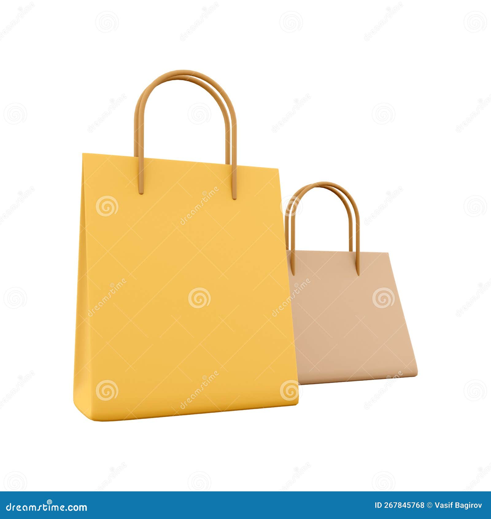 3D Rendering Two Leather Bag Icon. 3d Render Two Yellow Pockets ...