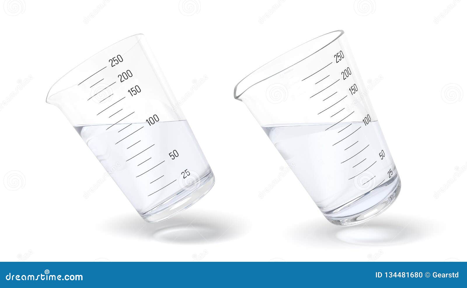 3d Rendering of Two Measuring Cups One Half Filled with Transparent ...