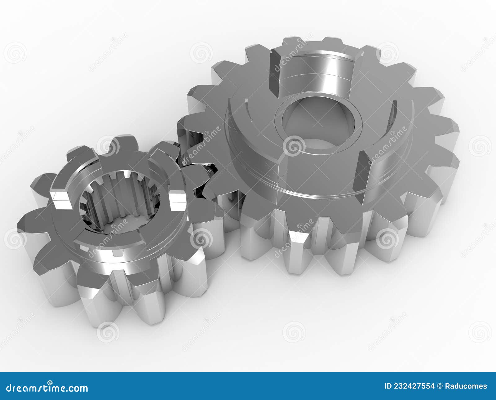 3D Rendering - Two Metallic Interlocking Cogs Stock Illustration ...