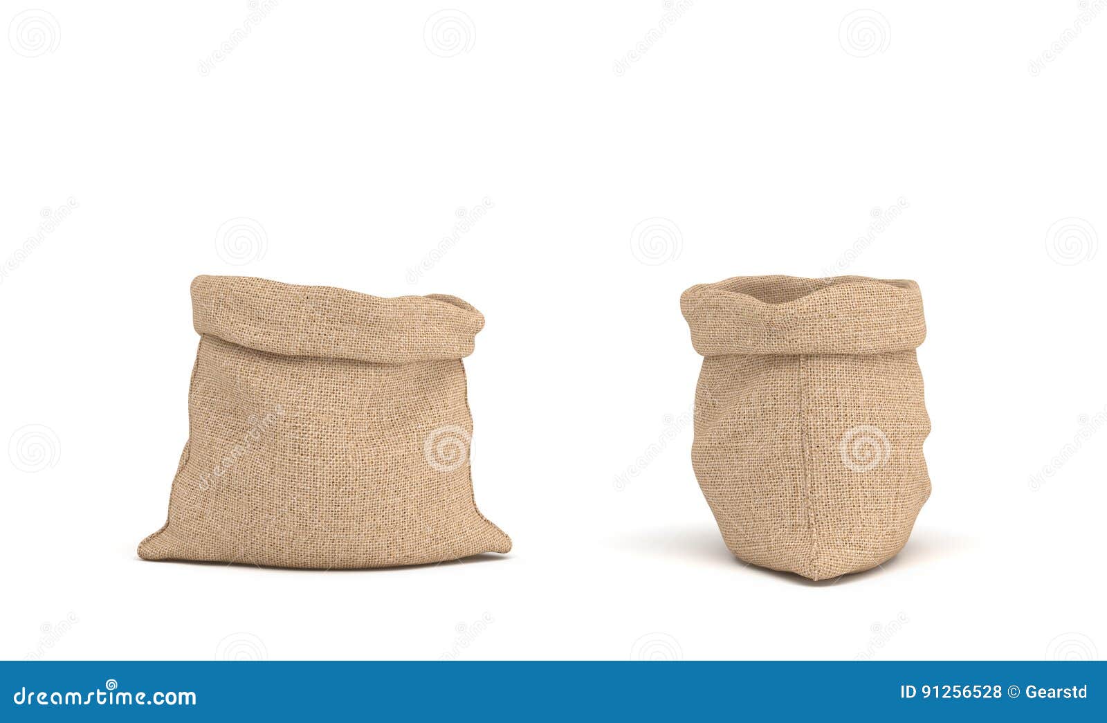 3d Rendering of Two Open Canvas Sacks, One Sack in Front View and ...