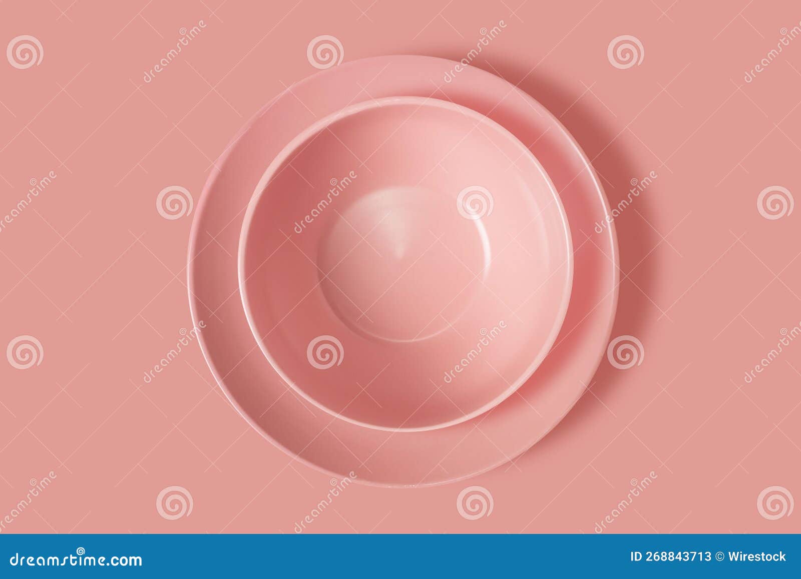 3D Rendering of Two Pink Ceramic Plates Isolated on a Pink Surface ...