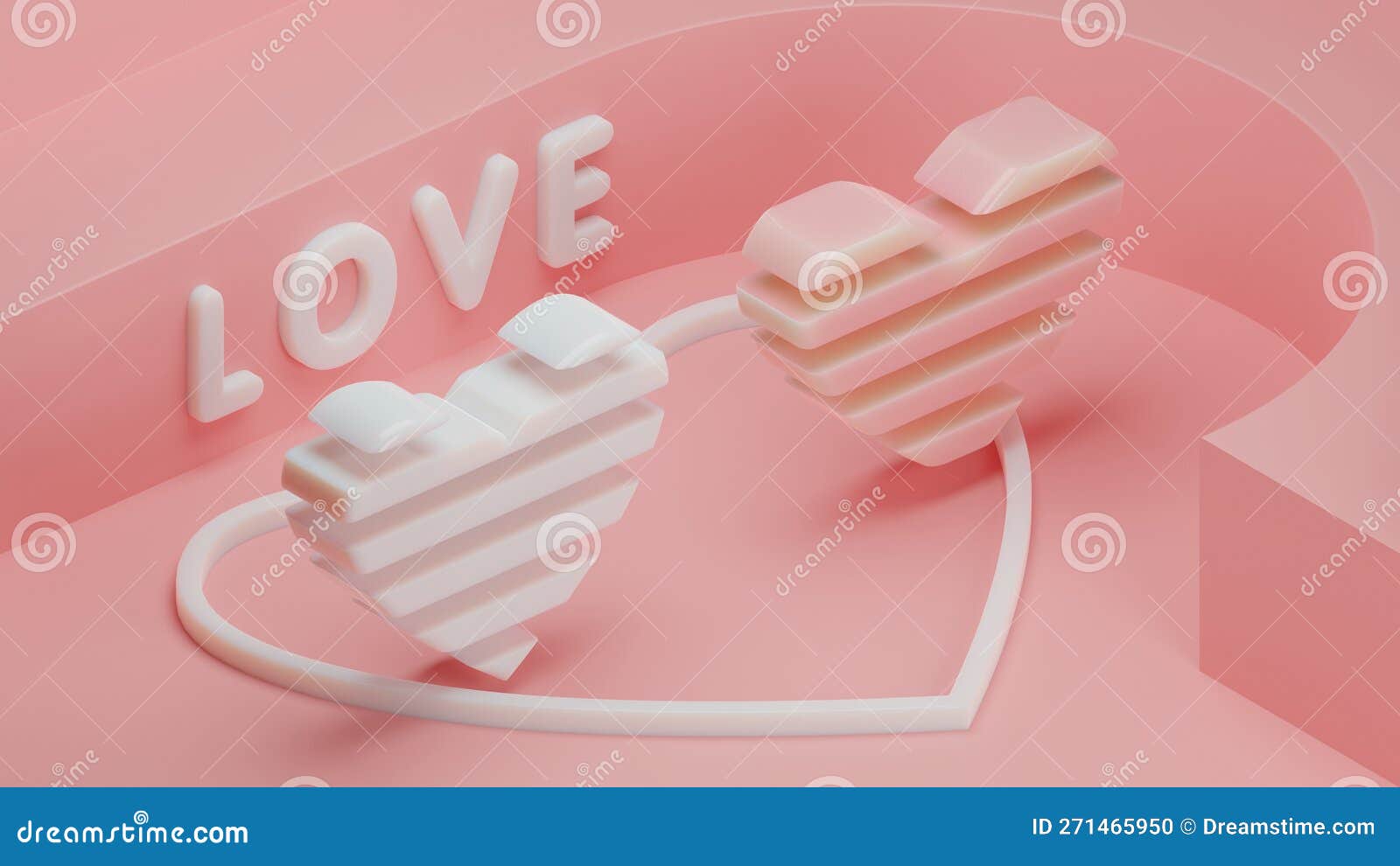 3d Rendering of Two Pink Hearts Complementing Each Other and Ready To ...