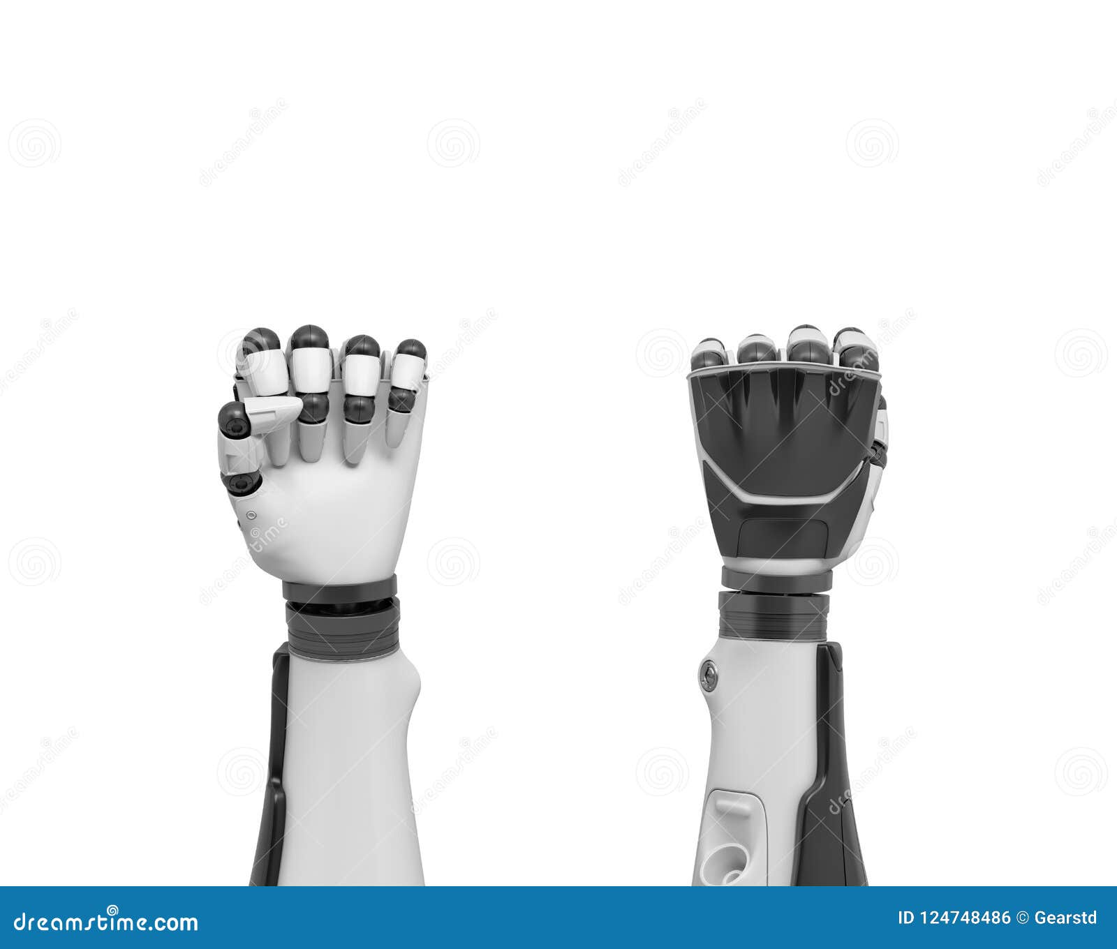 3d Rendering of Two Robotic Arms in Tight Fists Shown from the Front ...