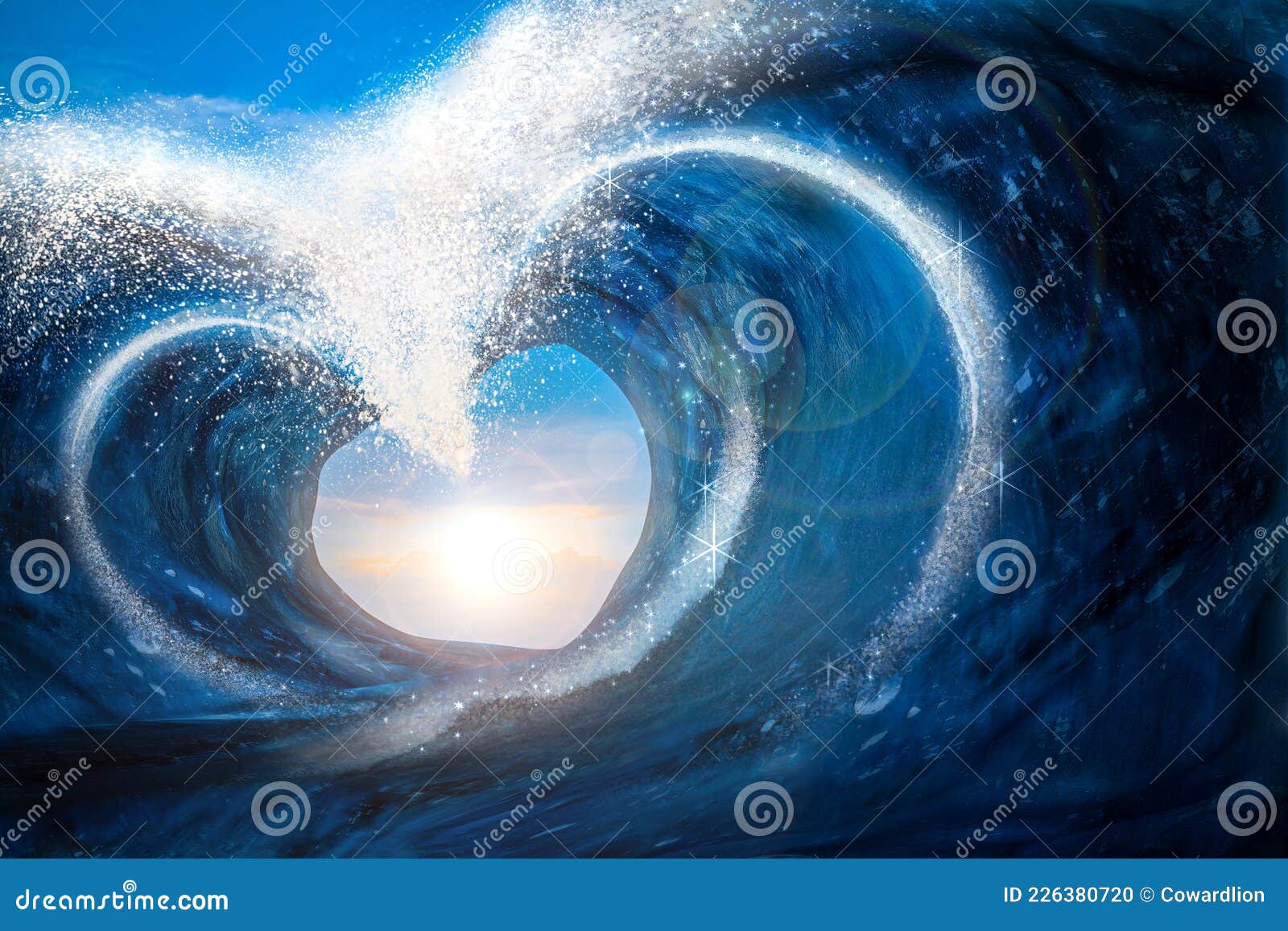 3D Rendering of Two Seismic Sea Waves Form To a Heart Shape Stock ...