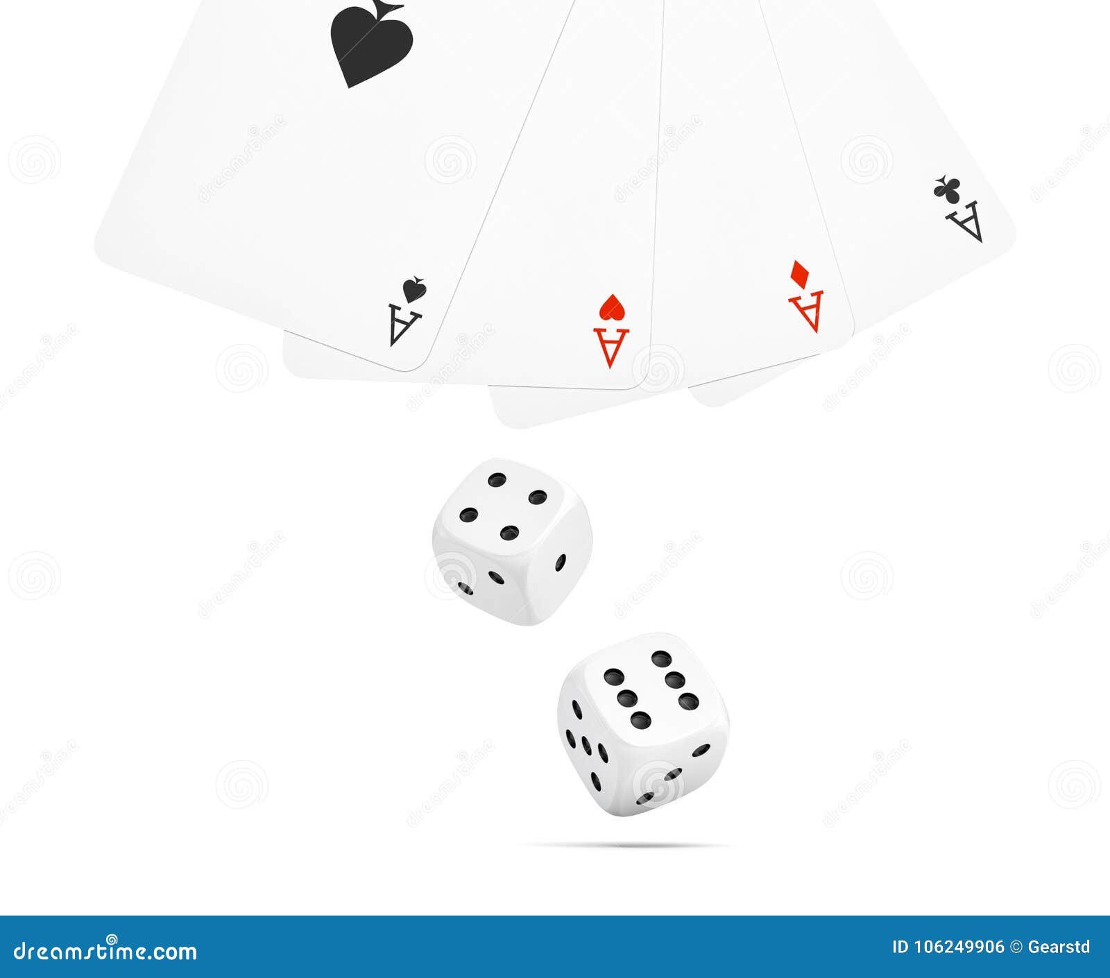 3d Rendering of Two White Dice with Four Different Ace Stock ...