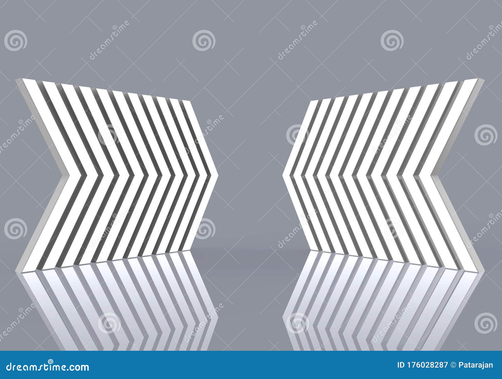 3d Rendering. Two White Directional Sign Pattern on Gray Background ...