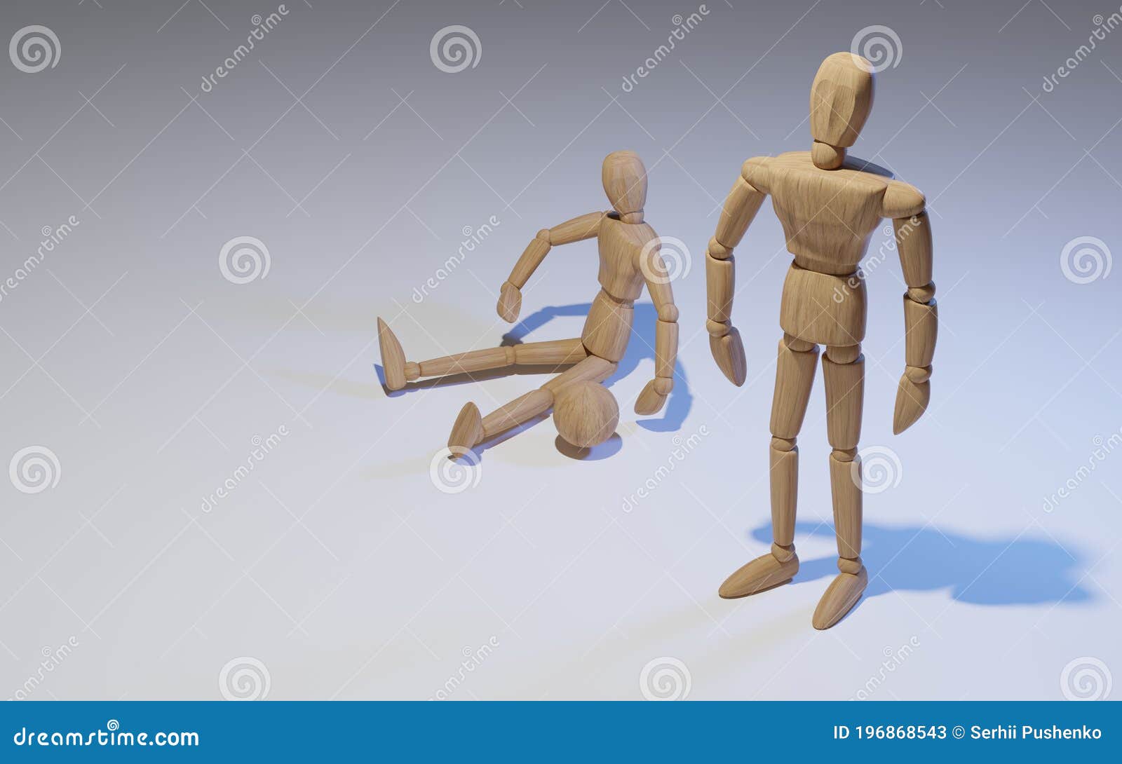 3D Rendering. Two Wooden Mannequins Isolated On A Light Background ...