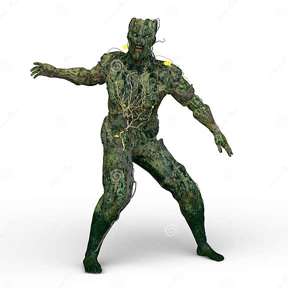 3D Rendering of Uncanny Tree Man Stock Illustration - Illustration of ...