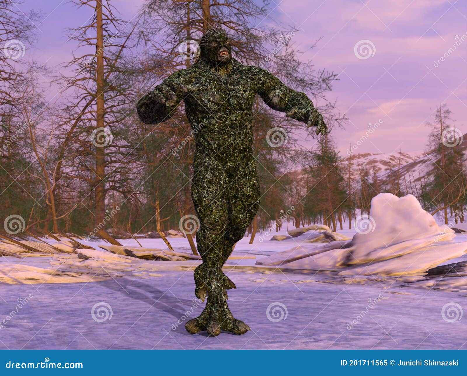 3D Rendering of Uncanny Tree Man Stock Illustration - Illustration of ...