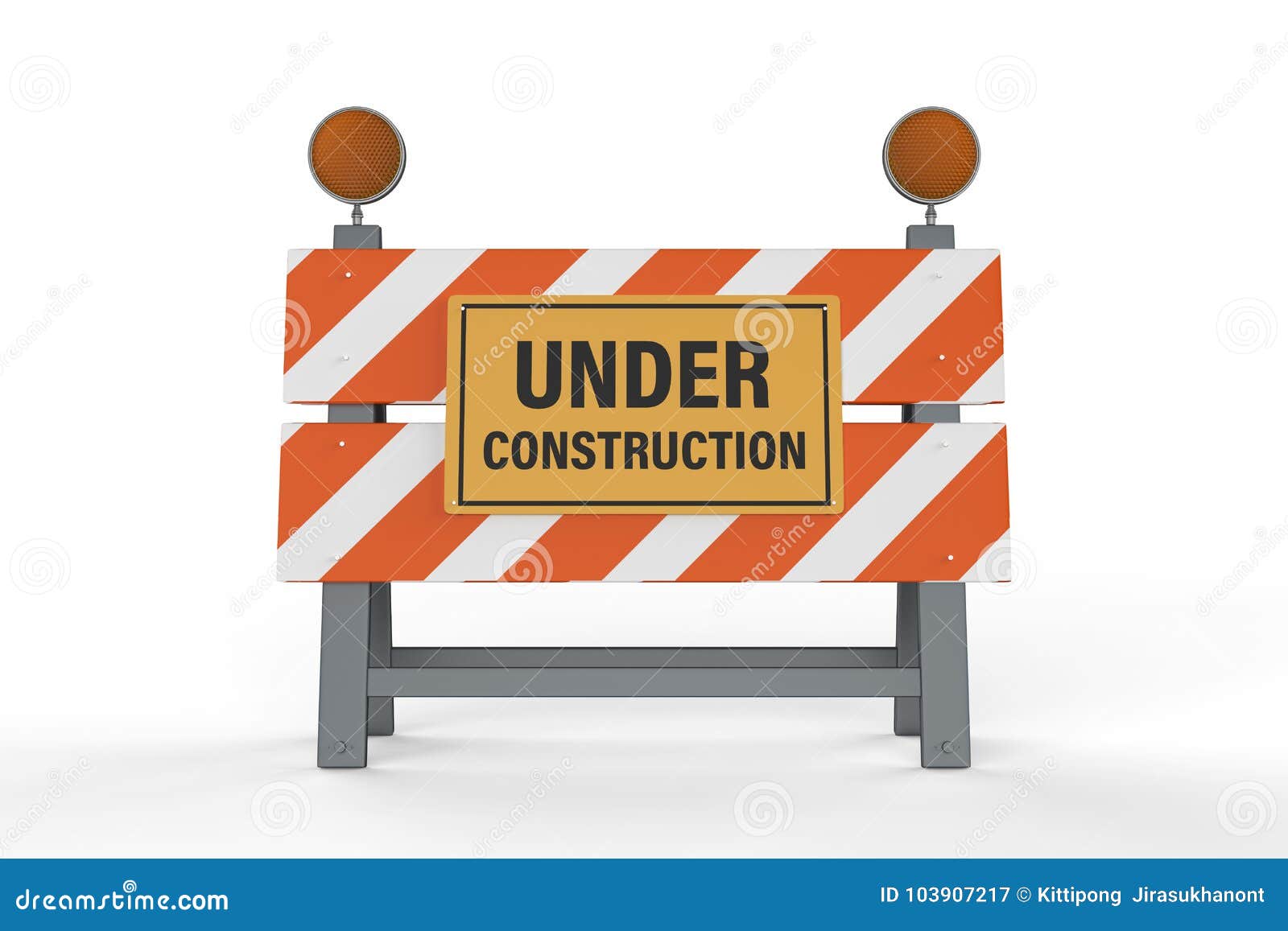 Construction Sign with Road Block Stock Illustration - Illustration of ...