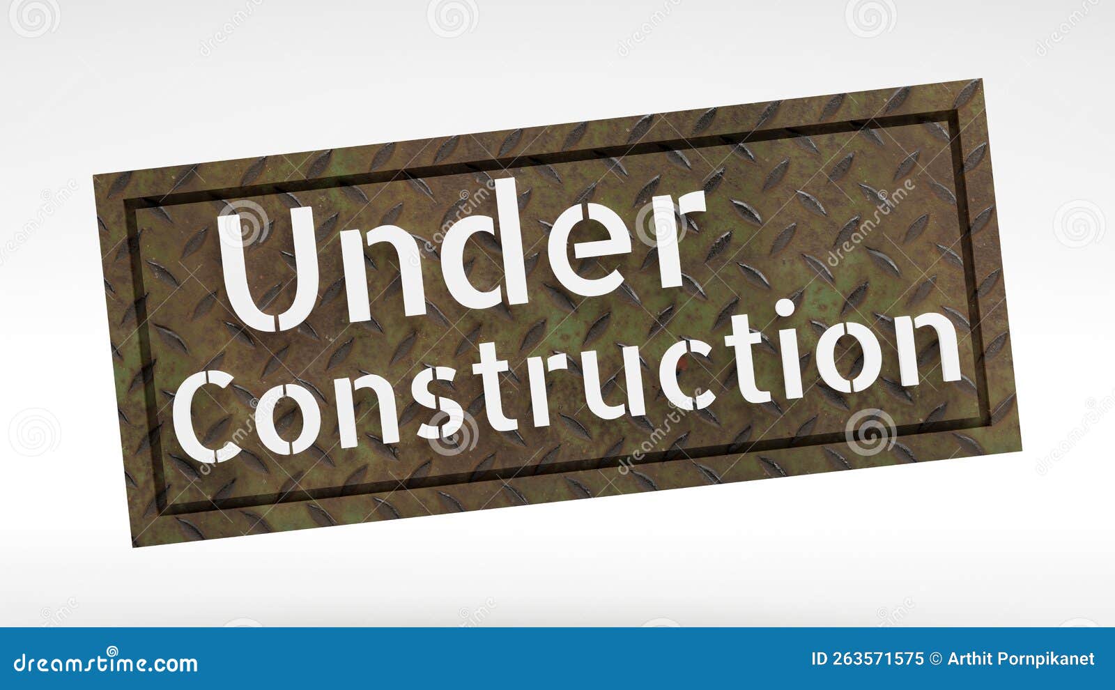 3D Rendering of a Under Construction Sign on White Background Stock ...