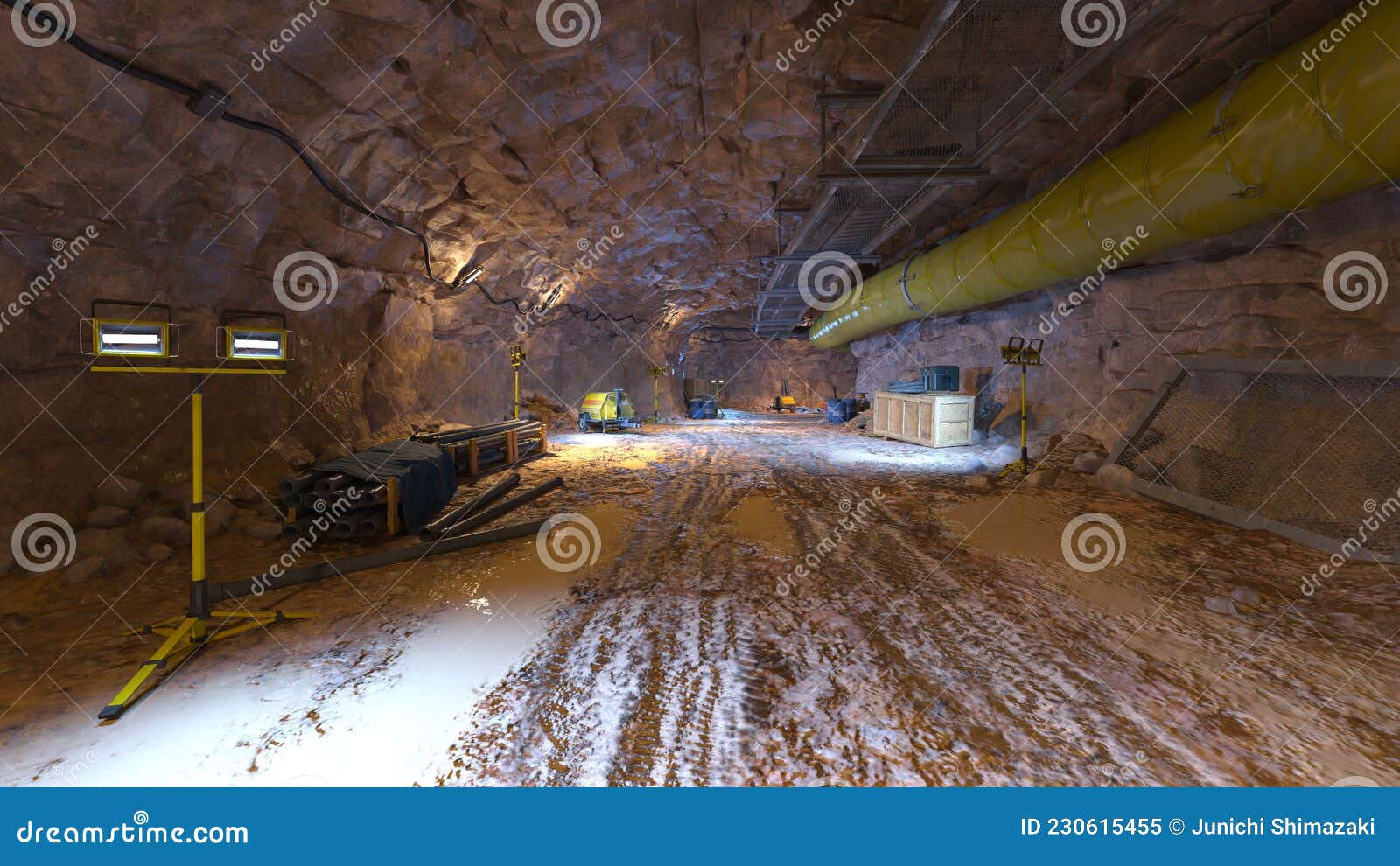 3D Rendering of the Underground Construction Site Stock Illustration ...