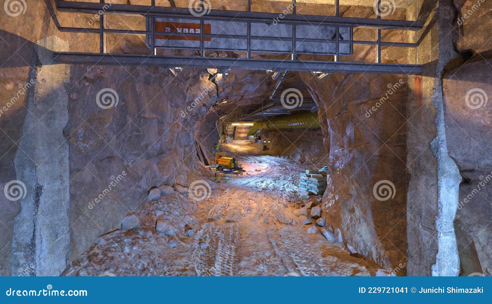 3D Rendering of the Underground Construction Site Stock Illustration ...